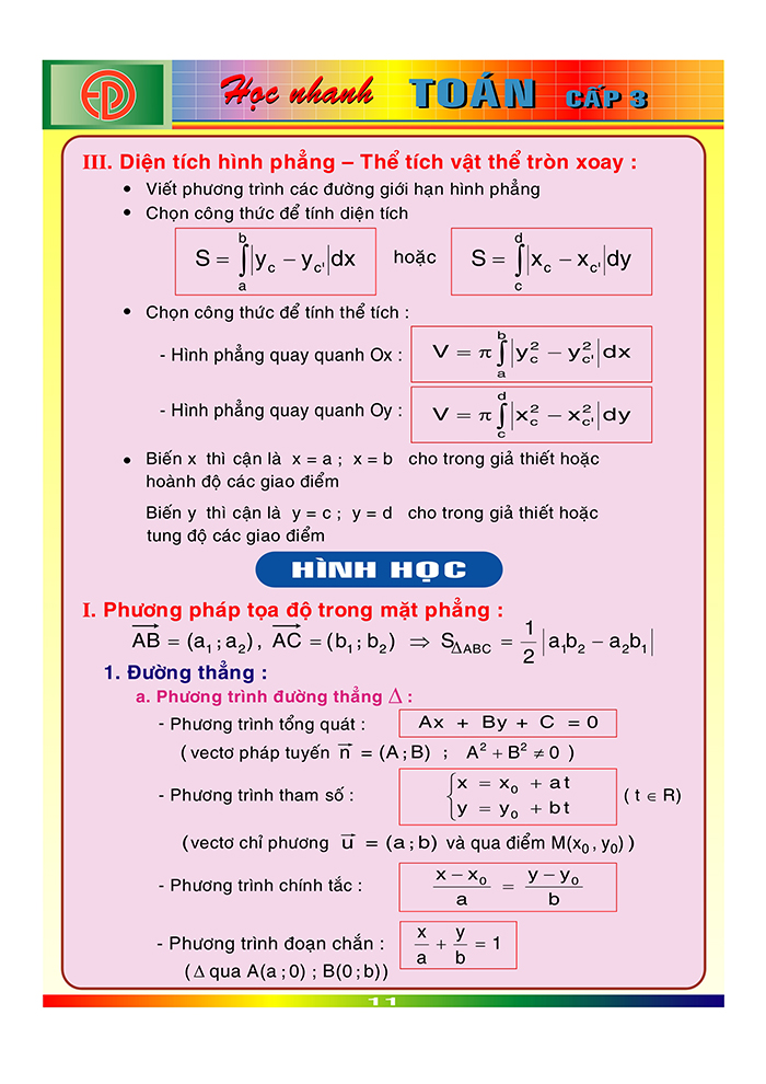 Tổng hợp toàn bộ công thức toán cấp 3 đầy đủ và chi tiết nhất